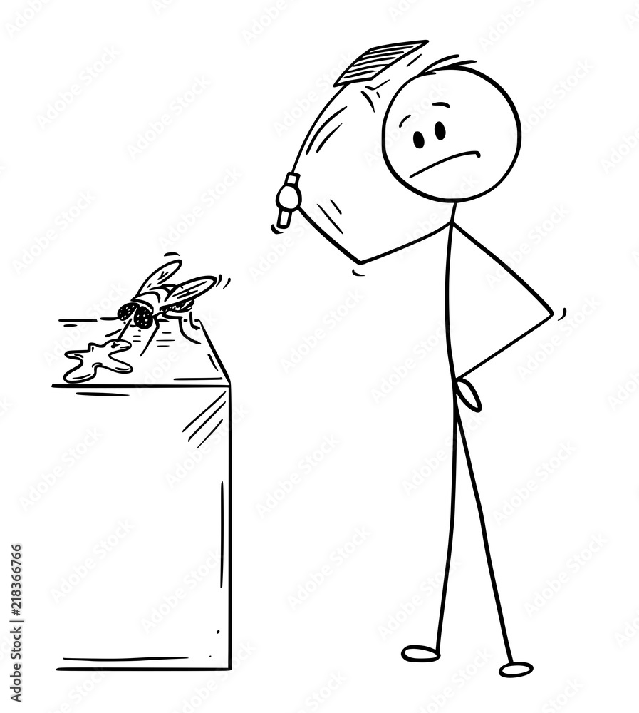 Cartoon stick drawing conceptual illustration of man hitting and ...