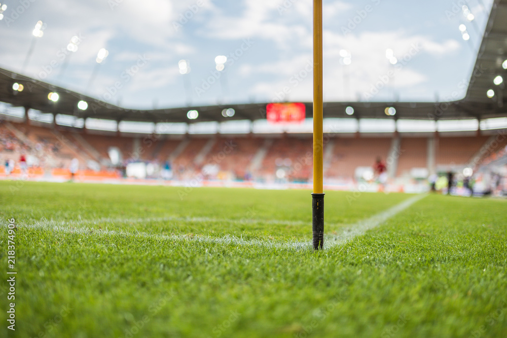 corner of football pitch at the stadium Stock Photo | Adobe Stock