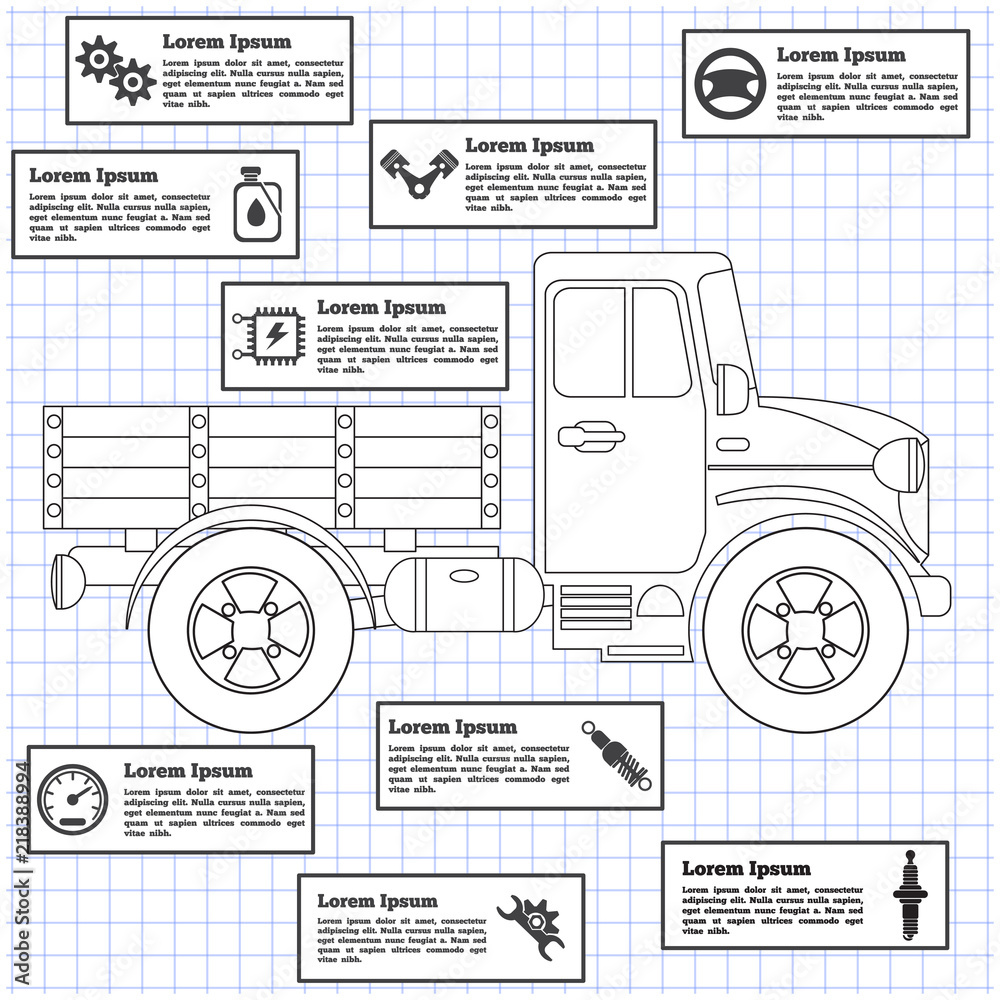 Car service, repair, diagnostics of trucks. The template for the ...