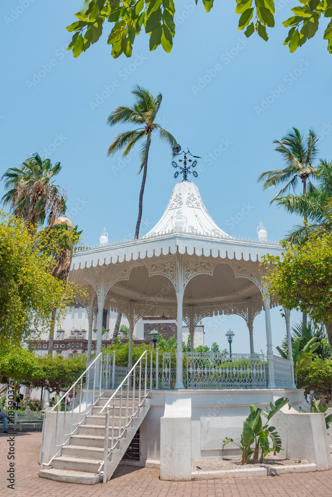Beautiful kiosk at the white town of Comala in Colima, Mexico Stock ...