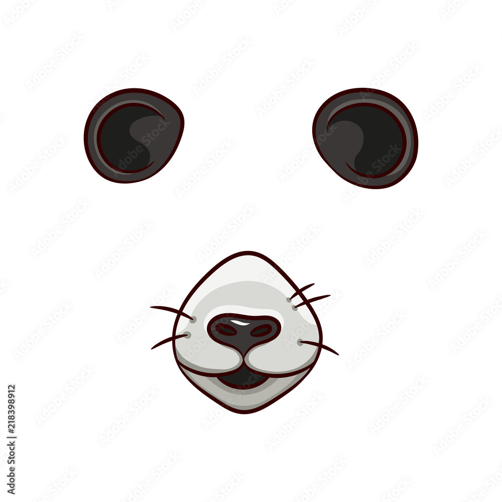 A set of animal face elements. The design of the ear and nose. The ...