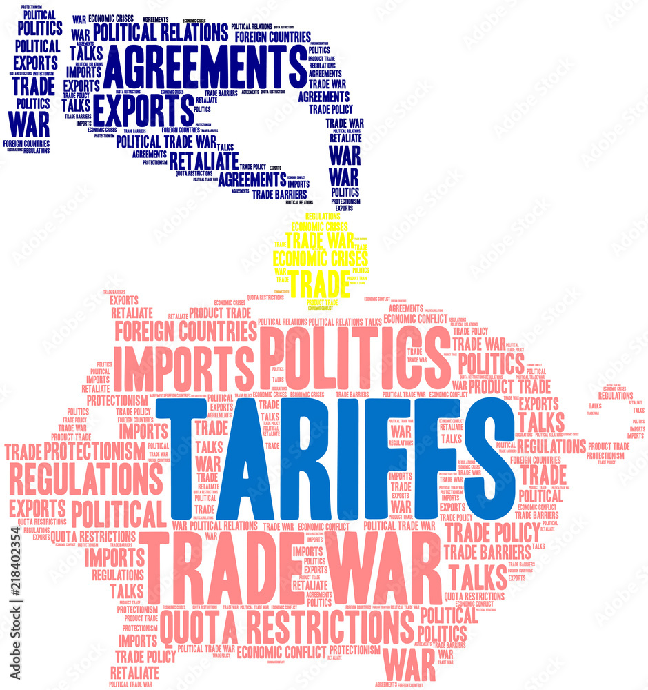 Tariffs Word Cloud on a white background. Stock Vector | Adobe Stock