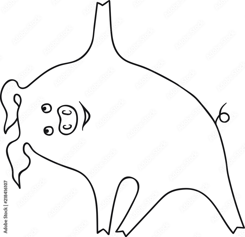 Free Hand Vector Illustration of Focussed Cartoon Pig in Triangle Pose ...