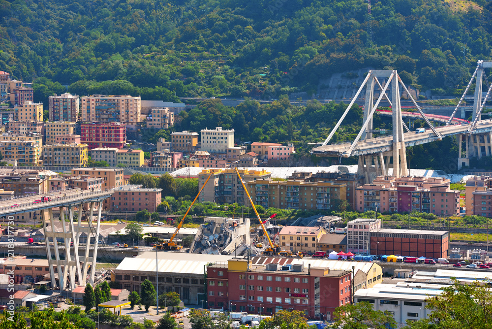 Collapsed Morandi Bridge connects the A10 motorway collapsed due to ...