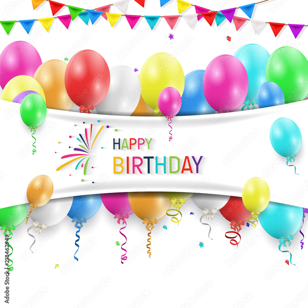 Happy Birthday balloons template. Colorful balloons vector graphic ...