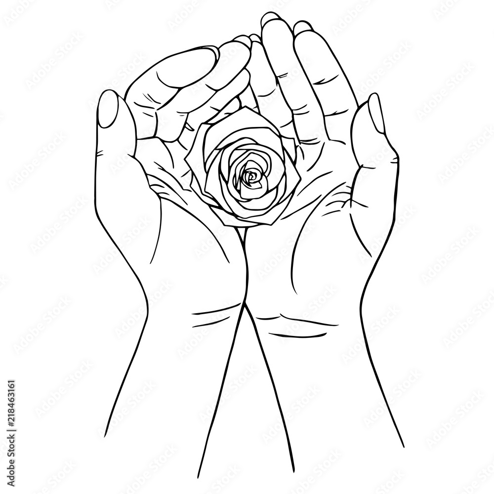 Hand Rose Drawing