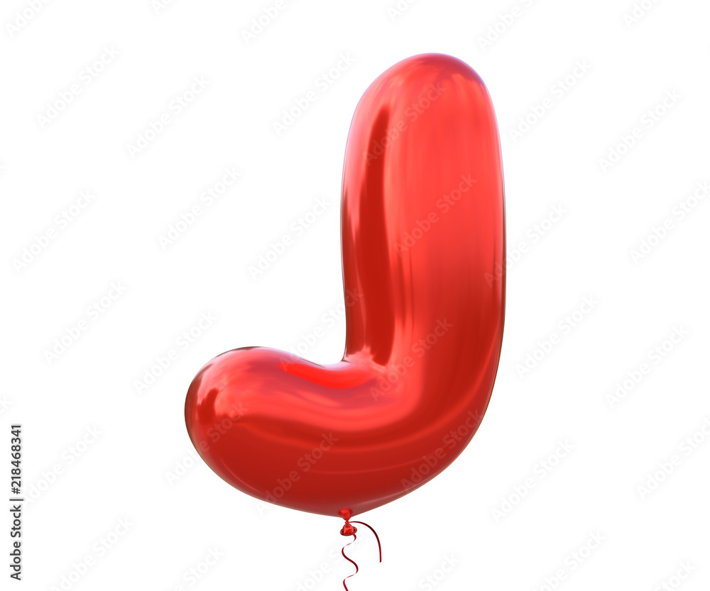 Red balloon font letter J made of realistic helium red balloon, 3d ...