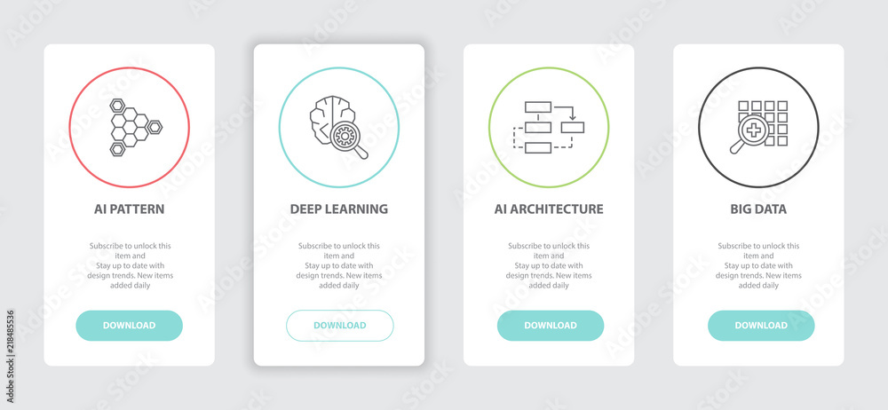 Artificial Intelligence 4 webpage banners line concept template with AI ...