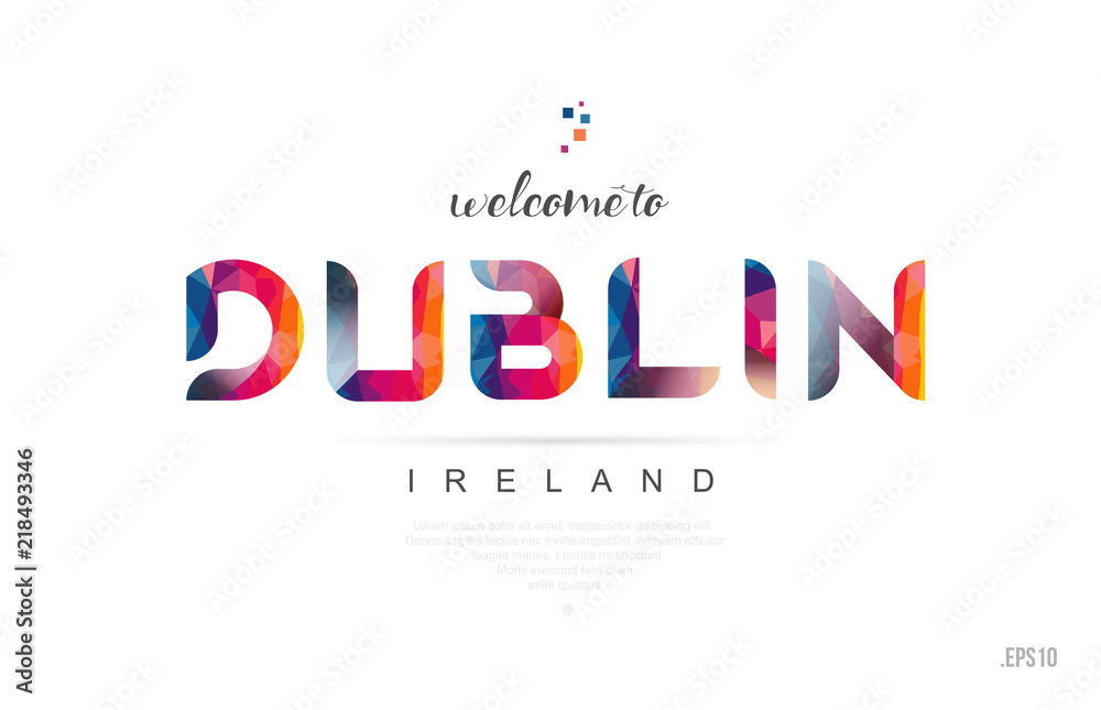 Welcome to dublin ireland card and letter design typography icon Stock ...