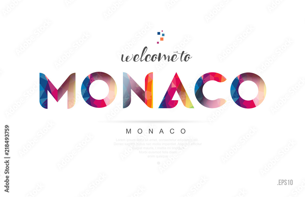 Welcome to monaco monaco card and letter design typography icon Stock ...