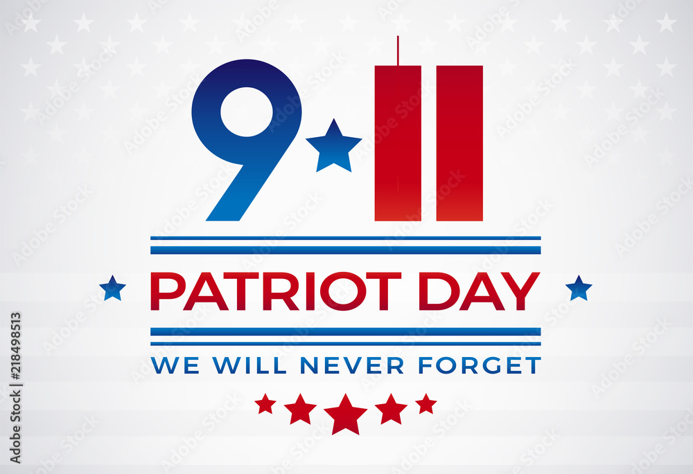 9/11 Patriot Day USA September 11, We Will Never Forget text vector ...