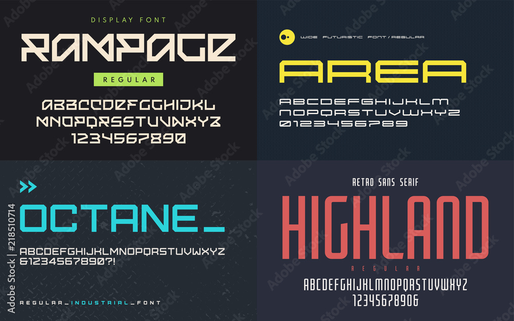 Set of display fonts, typefaces, vector uppercase letters and nu Stock ...