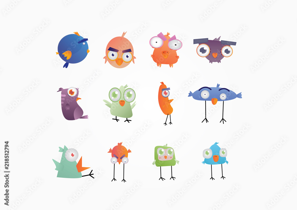 Cute birds vector for design and kids on white background Stock ...