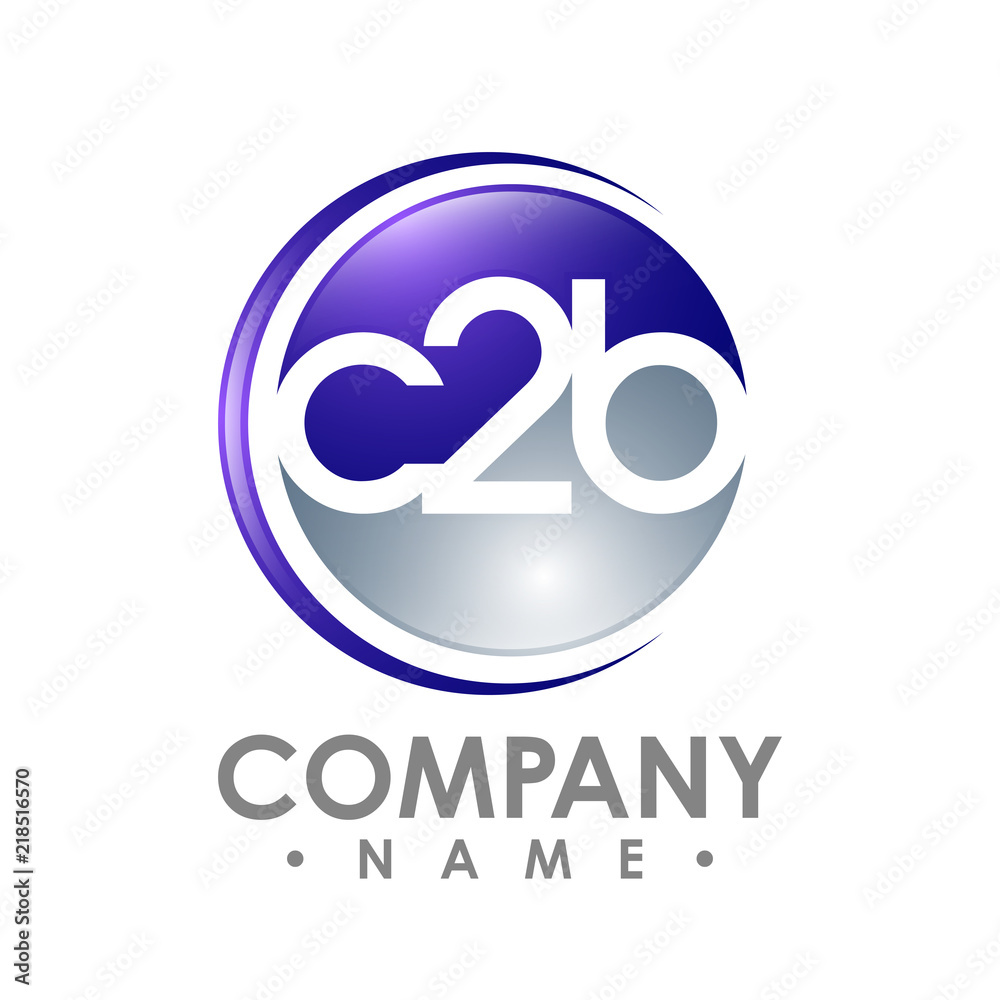 Vetor de C2B word Letter and numbering vector logo on an abstract ...