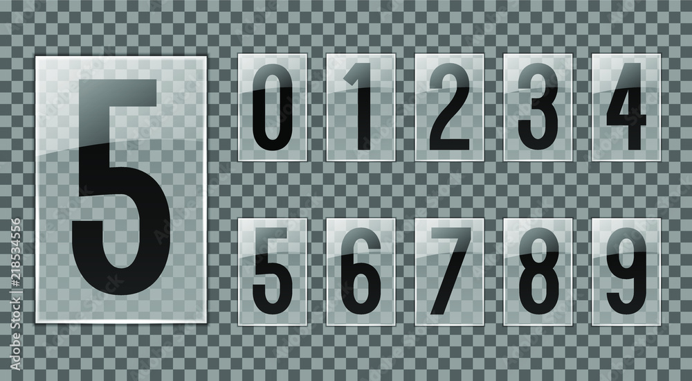 Numbers on Transparent Glass plate template; Numeral Acrylic plate ...