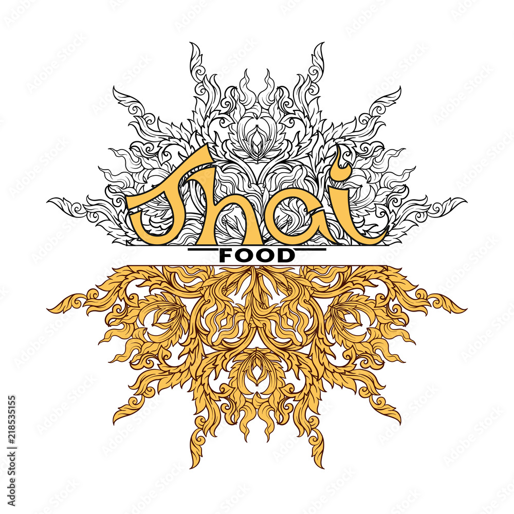 Logo for Thai food, restaurantwith traditional thai ornament, pa Stock ...