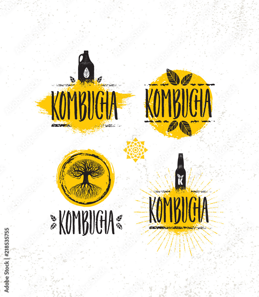 Kombucha Tea Brewery Natural Healthy Soft Drink Illustration Concept ...