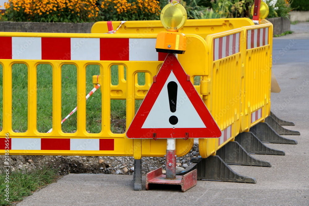 Construction site, Baustelle, Absperrung einer Gefahrenzone Stock Photo ...