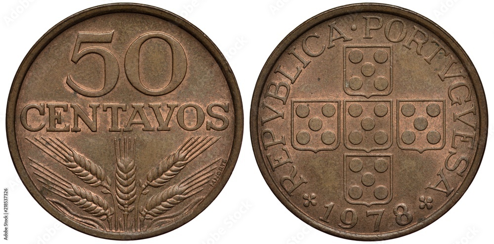 Foto de Portugal Portuguese coin 50 fifty centavos 1978, ears below ...