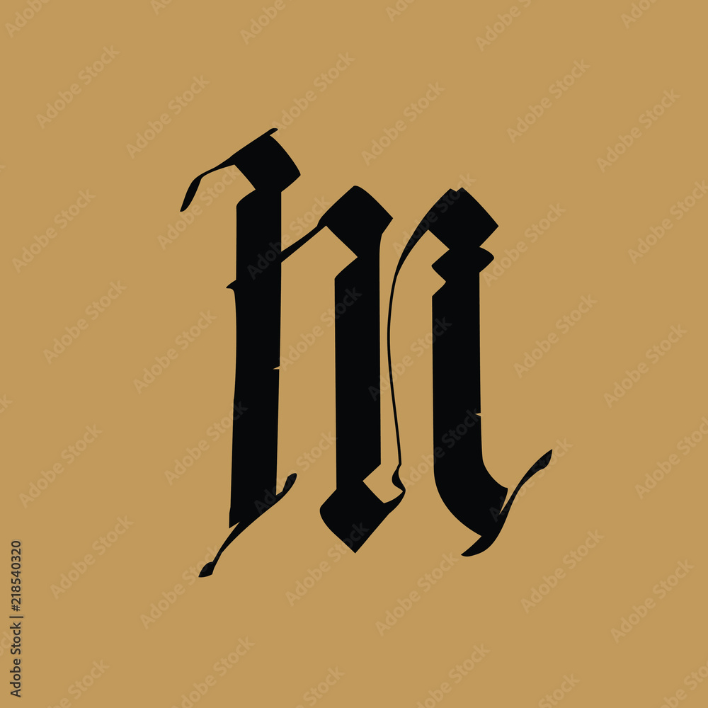 Letter M, in the Gothic style. Vector. Alphabet. The symbol is isolated ...