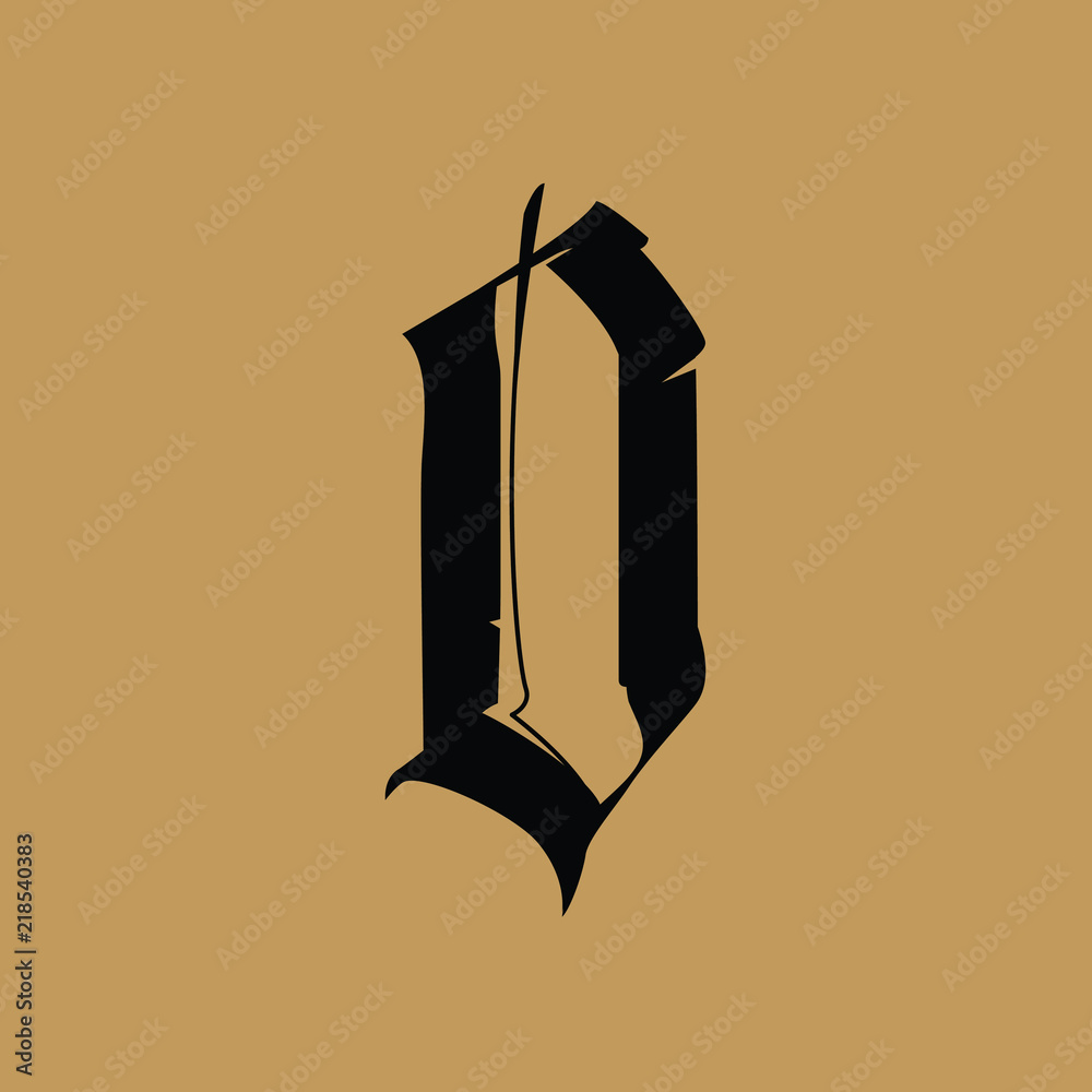 Letter O, in the Gothic style. Vector. Alphabet. The symbol is isolated ...