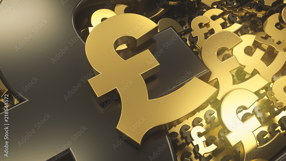 Golden pound sign on top of background with lots of golden and black ...