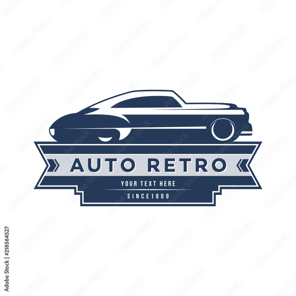 Retro Car Logo Template Design, vintage logo style. Stock Vector ...