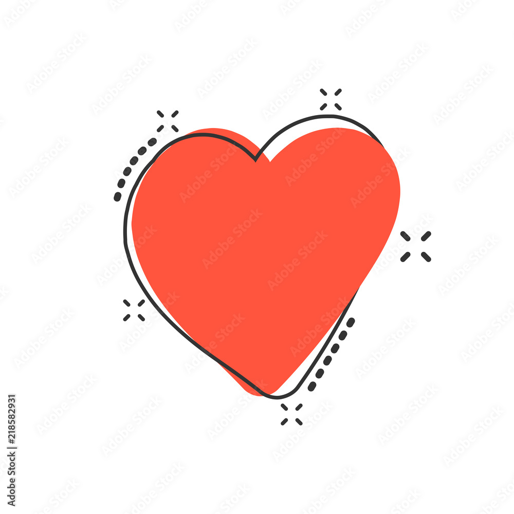 Vector cartoon hand drawn heart icon in comic style. Love sketch doodle ...