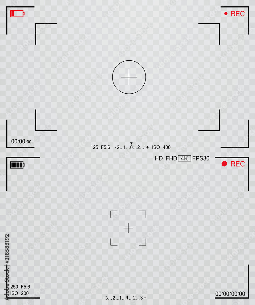 Camera view finder. Focusing screen camera. Video screen on transparent ...
