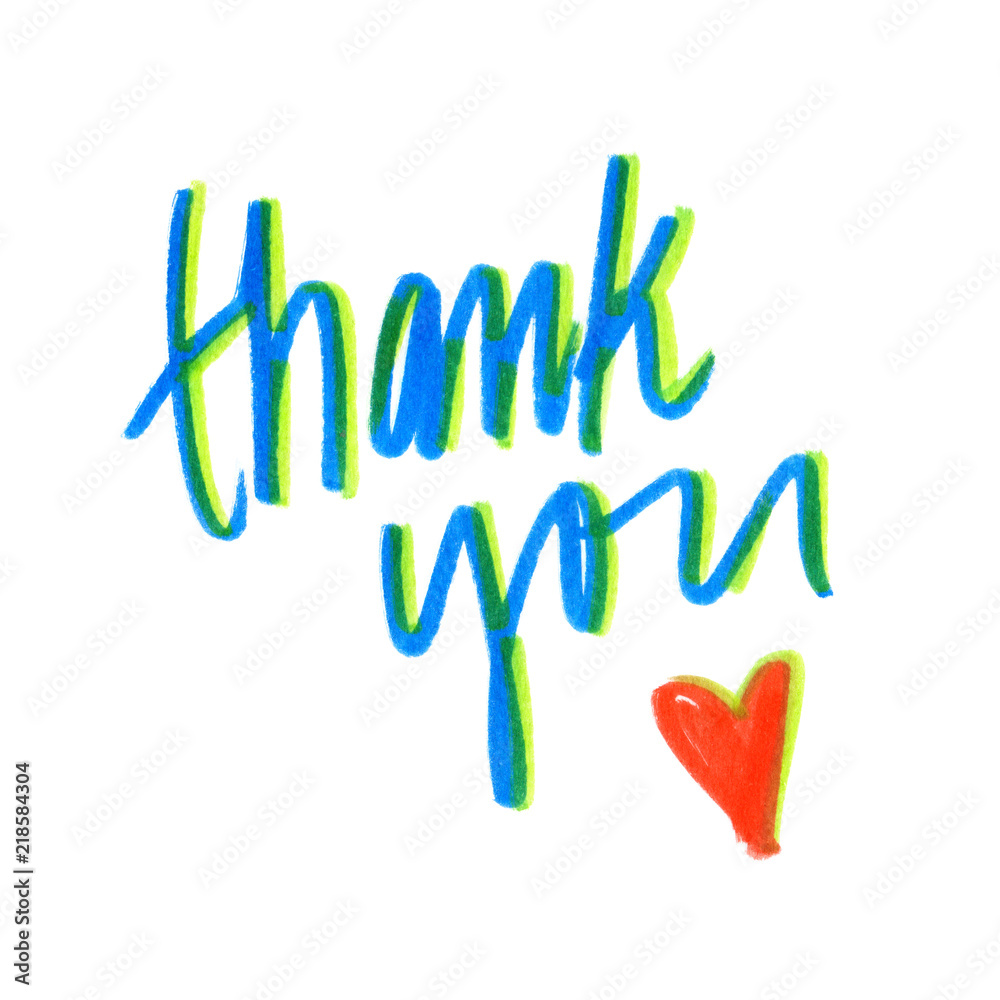 Thank you card design. Lettering with gratitude and a small bright ...