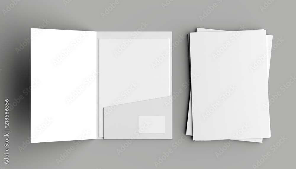 Foto de A4 size single pocket reinforced folder with business card mock ...
