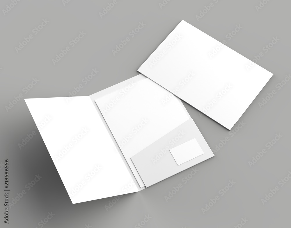 A4 size single pocket reinforced folder with business card mock up ...