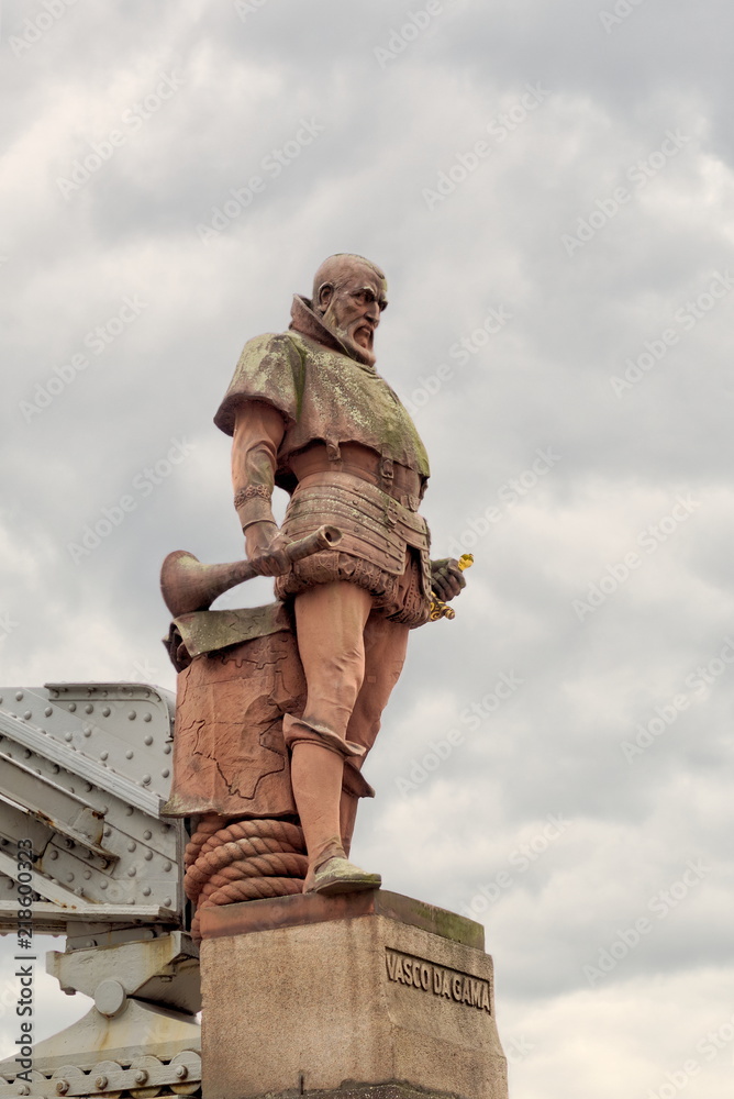 Vasco da Gama Statue auf der Kornhausbrücke, Hamburg anno 1903 Stock ...