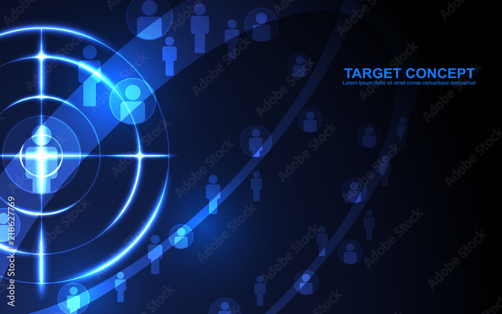 Abstract shooting target audience template on black blue background ...