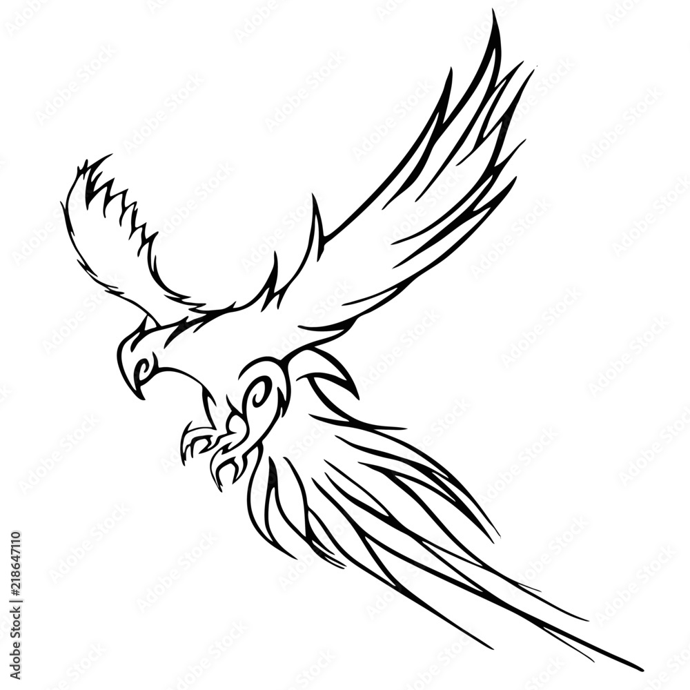 Phoenix bird flying vector graphic. Stock Vector | Adobe Stock