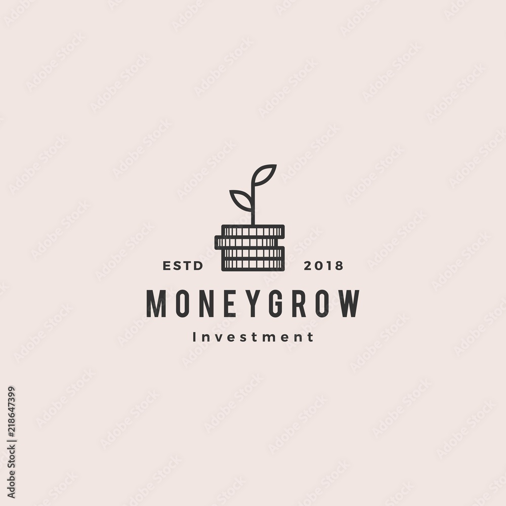 coin leaf sprout money grow investment logo vector icon illustration ...