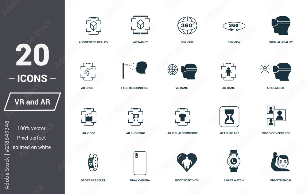 AR and VR icons set. Premium quality symbol collection. AR and VR icon ...