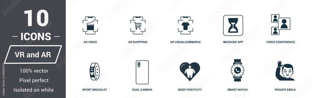 AR and VR icons set. Premium quality symbol collection. AR and VR icon ...