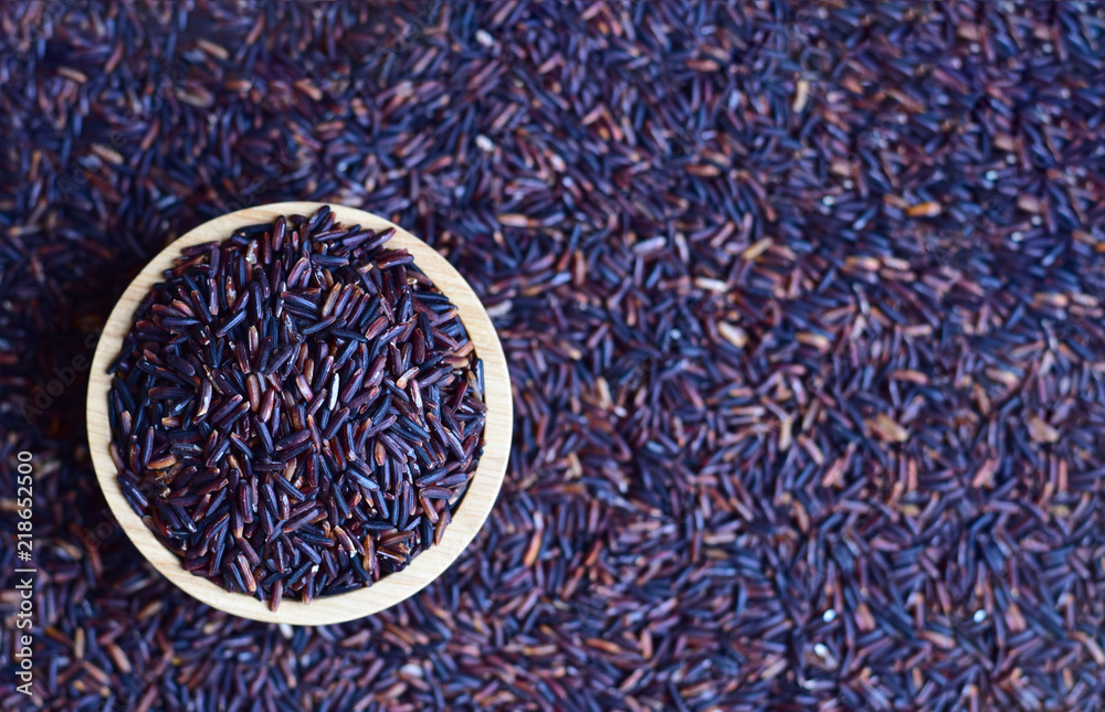 Top view of Riceberry (rice berry) which is a registered rice variety ...