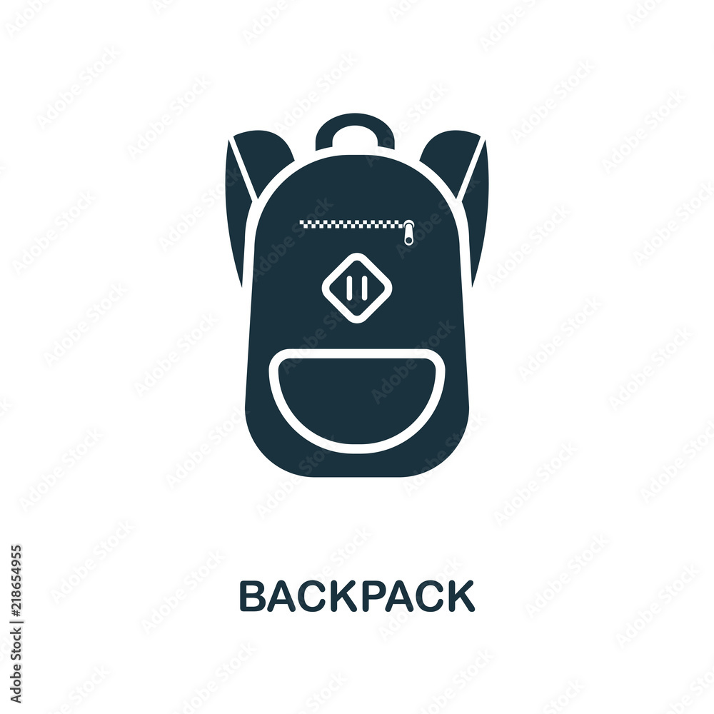 Backpack icon. Monochrome style icon design from school icon collection ...