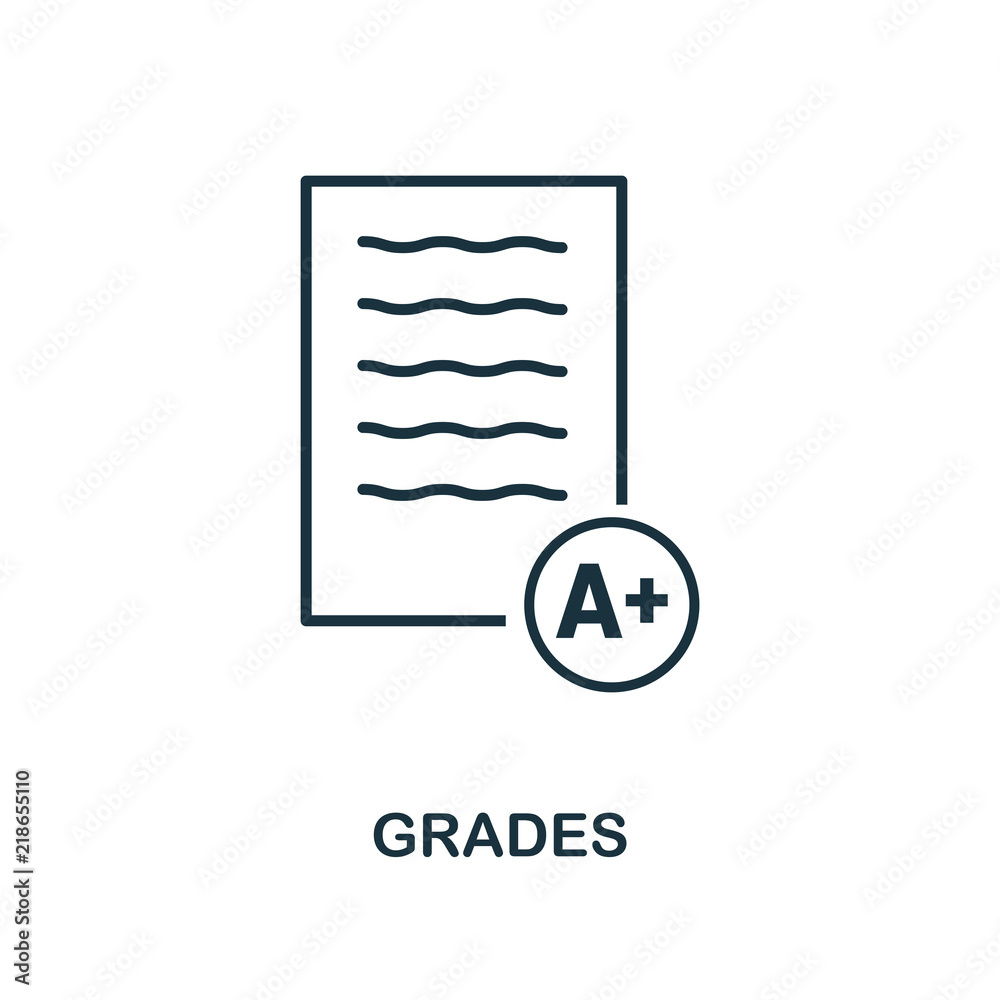 Grades icon. Monochrome style icon design from school icon collection ...