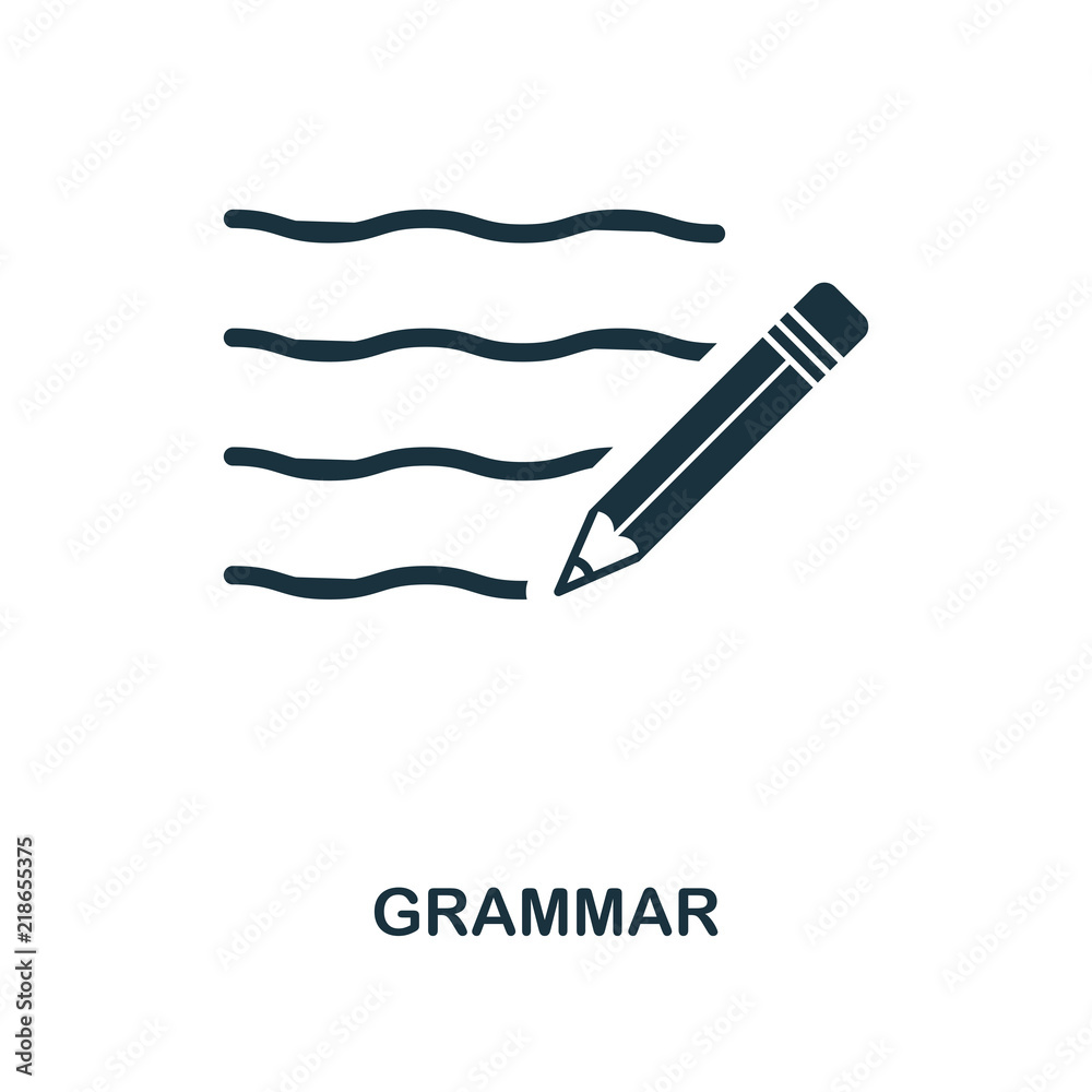 Grammar icon. Monochrome style icon design from school icon collection ...
