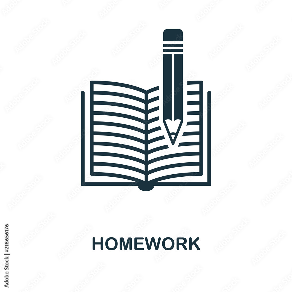 Homework icon. Monochrome style icon design from school icon collection ...