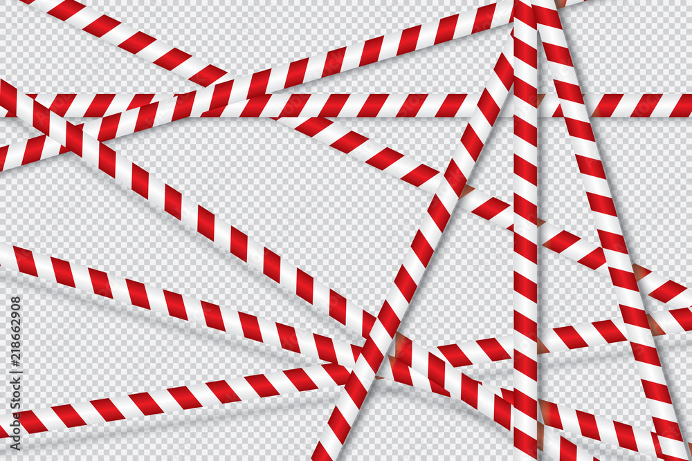 Red and white lines of barrier tape. The pole guard protects against ...