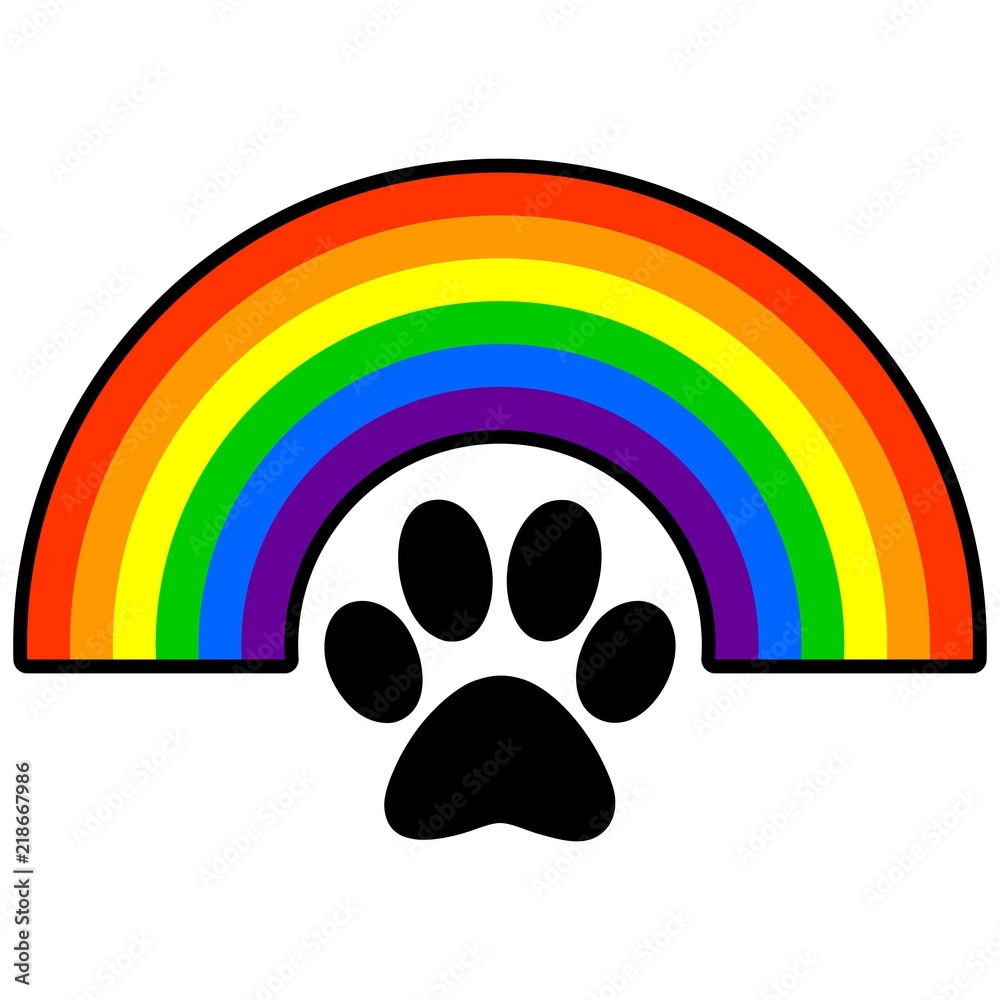 Rainbow Bridge - A vector cartoon illustration of a rainbow bridge with ...