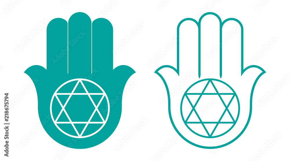 Ornate Hamsa with the seal of Solomon. Arabic and Jewish amulet. Vector ...