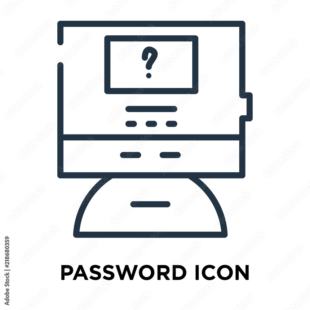 Password icon vector isolated on white background, Password sign , line ...