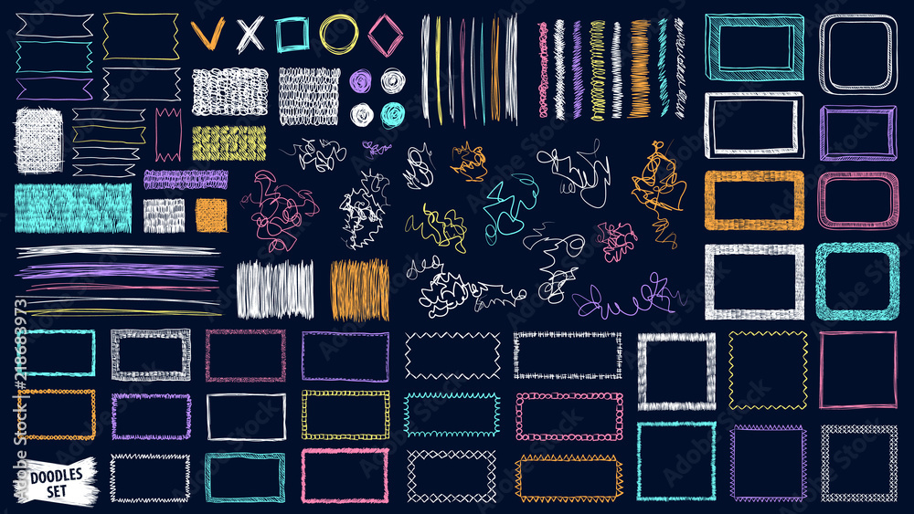 Scribble patterns set. Doodles backgrounds. Quirky sketches. Scrawl ...