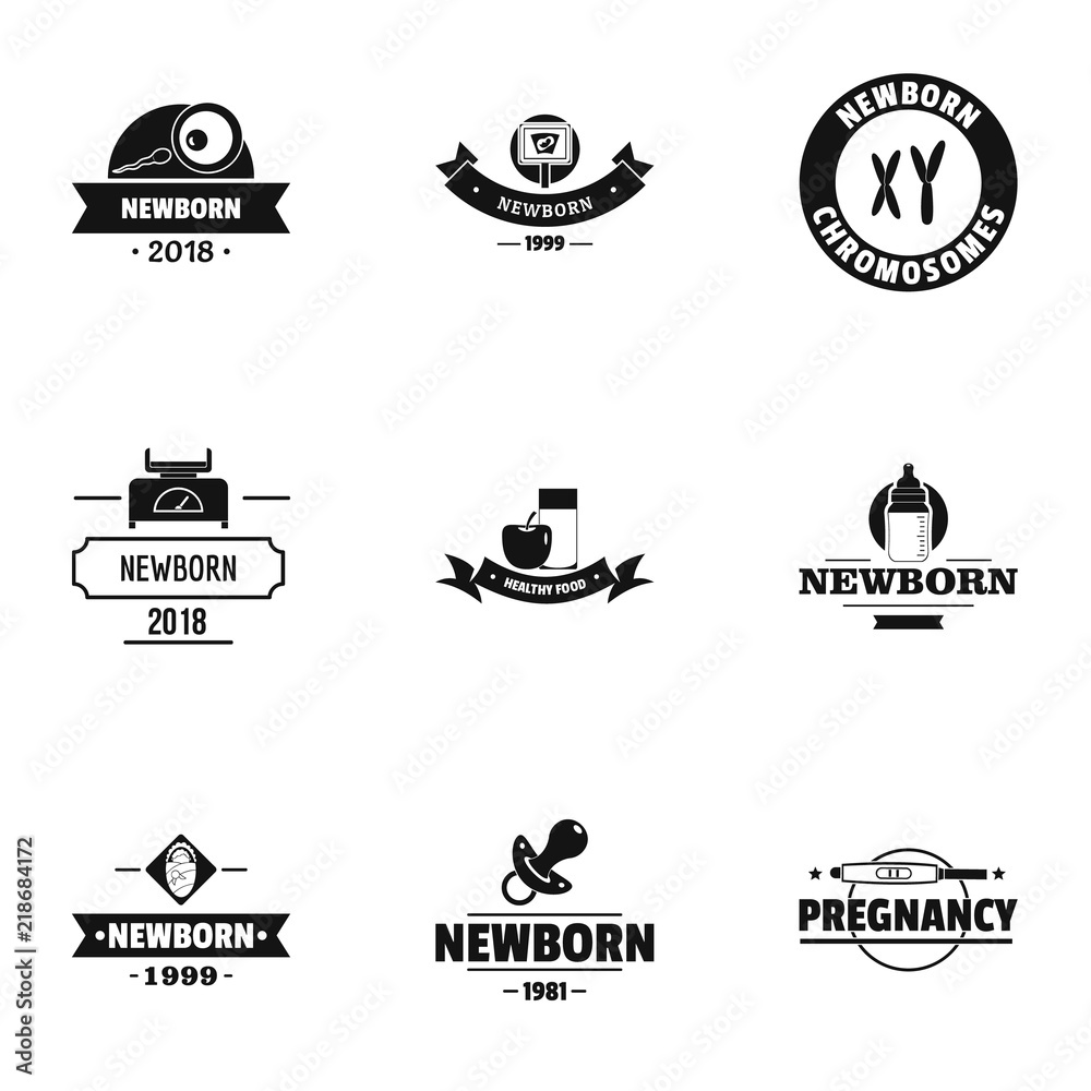 Neonatal logo set. Simple set of 9 neonatal vector logo for web ...