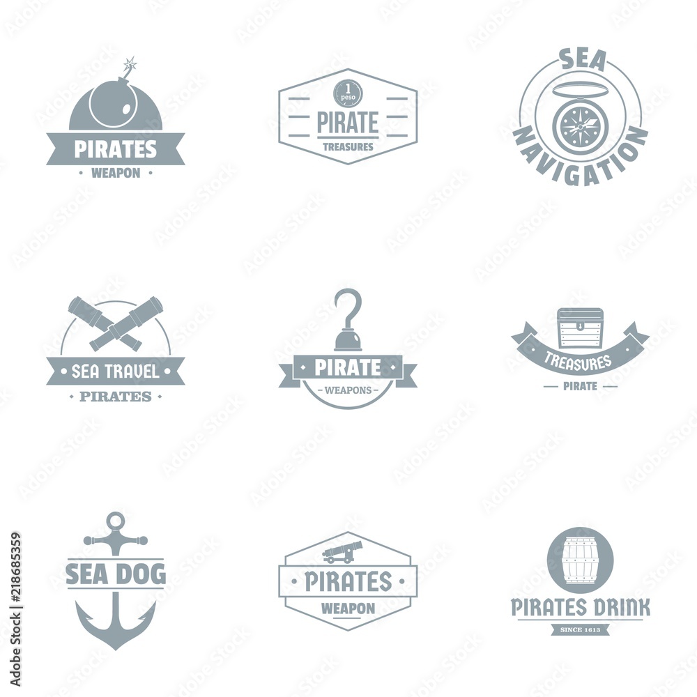 Booty bay logo set. Simple set of 9 booty bay vector logo for web ...